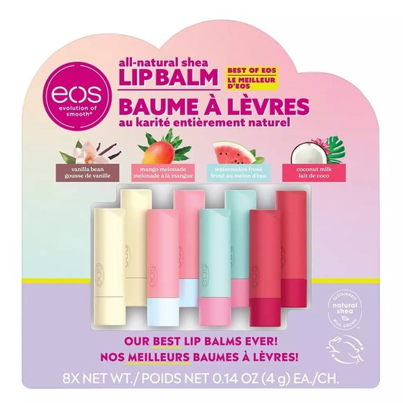 Skincare | Eos All Natural Shea Lip Balm Sticks Variety Pack 8 Ct ...